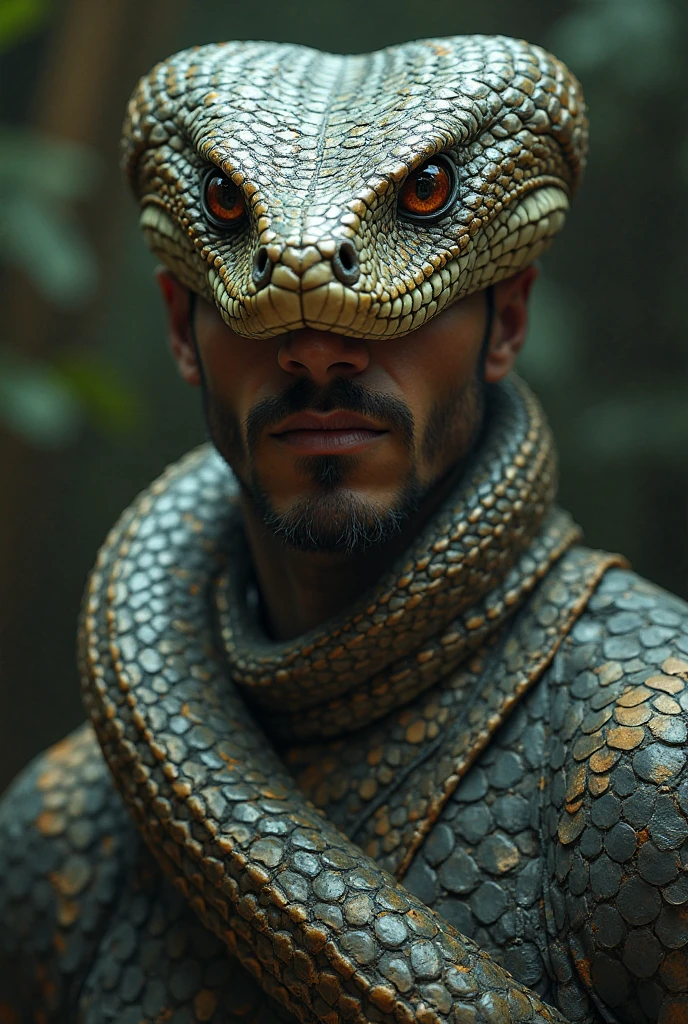 Create a funny snake cobra costume for men and have the face made up of ...