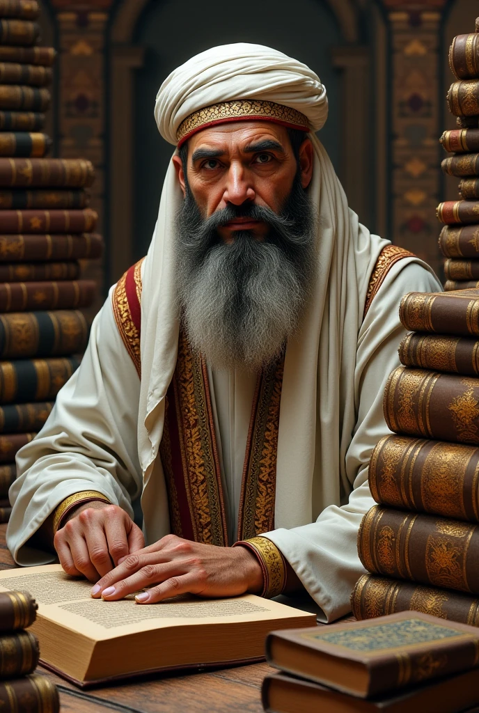 Islamic scolar picture with some islamic hadees books - SeaArt AI