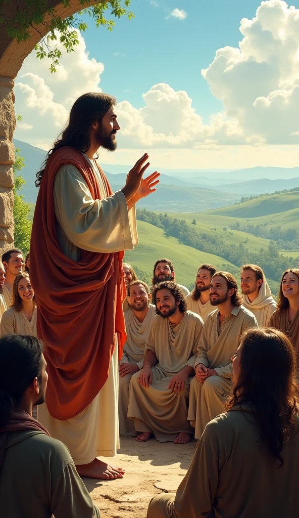Una imagen de Jesús predicando - SeaArt AI