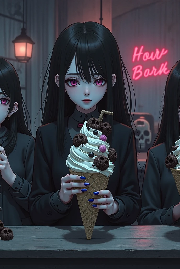 People in my EMO MELANCOLATTO ice cream shop with black decoration ...