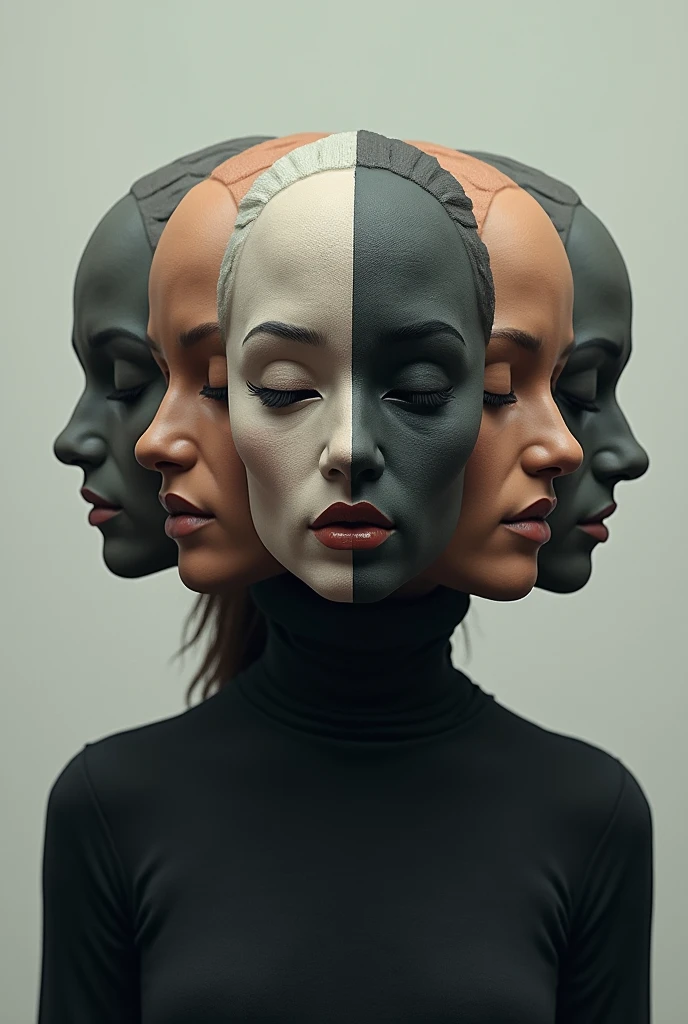 (image: A person with several masks that symbolize different roles they ...