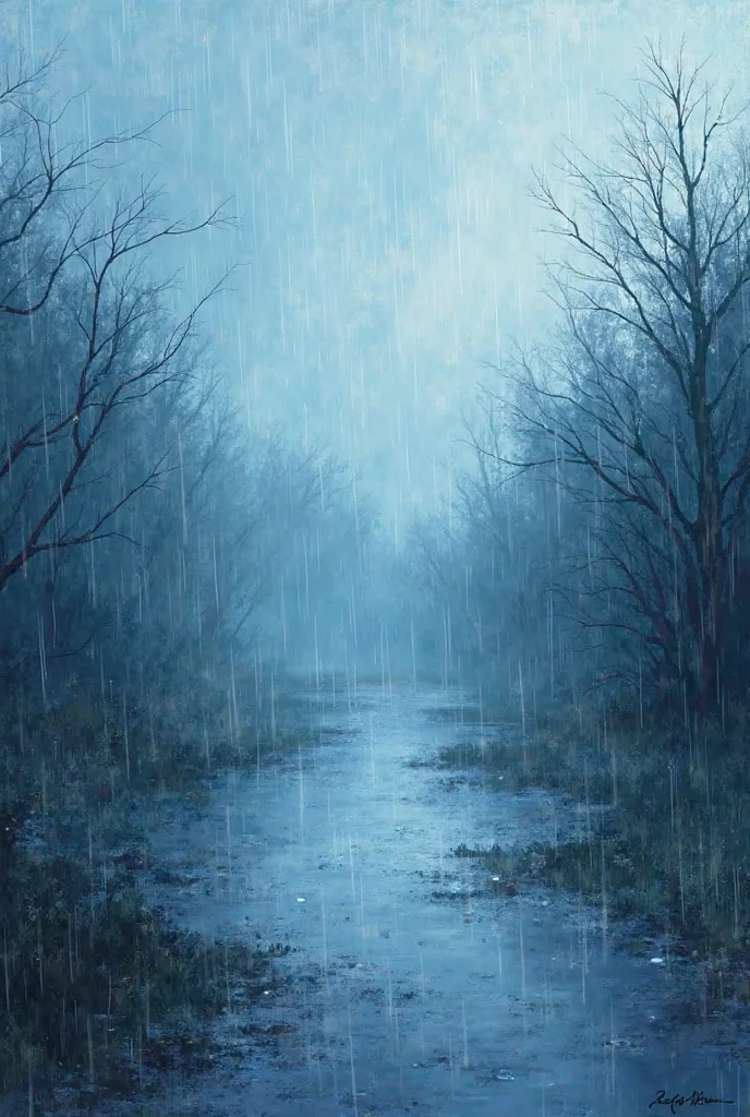 Texture art rain blue painting easy - SeaArt AI