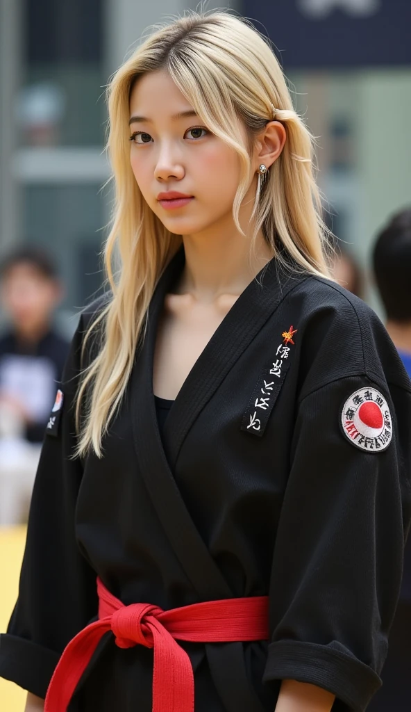 Judo tournament venue background, black judo suit、The Hinomaru for judo ...