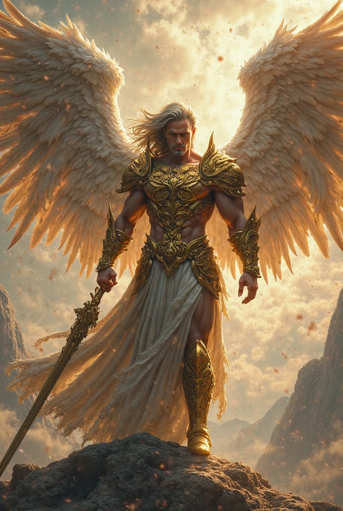 Hot warrior angel with weapon in hand, detailed facial features - SeaArt AI