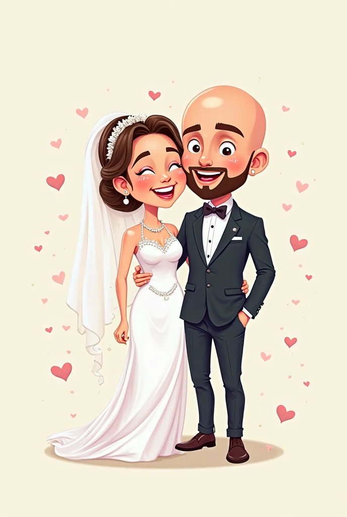 Cartoon of bride and bald and beardless groom without background ...