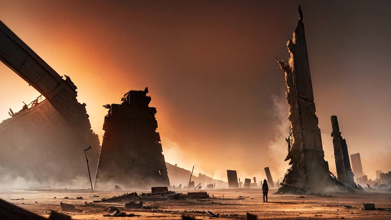 Highest quality、masterpiece、 Desolate Earth、wreckage、Red Sky - SeaArt AI