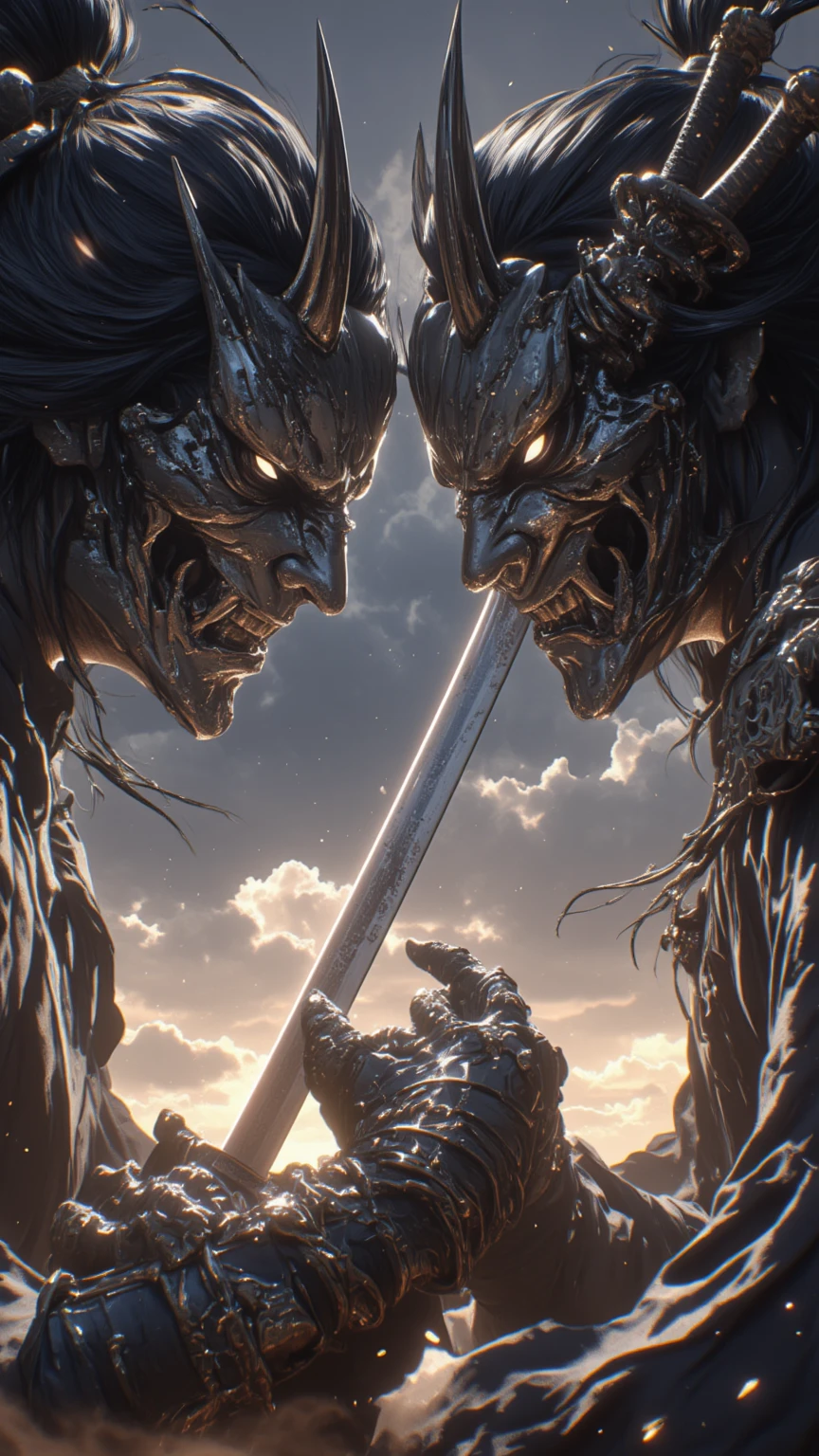 Two Samurai,Knife Holder One Man and One Sword,Facing four faces on the ...