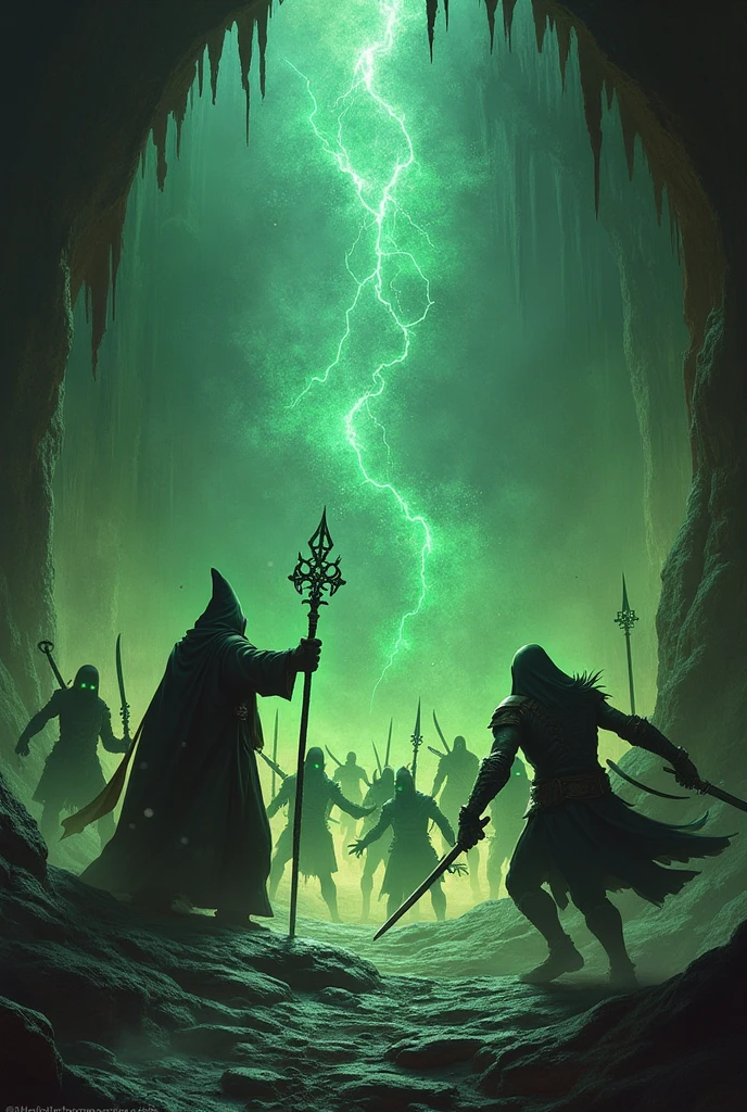 A wizard and an assassin fleeing from a horde of green elves inside a ...