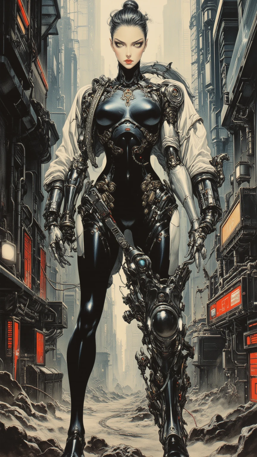 Full body, Cyberpunk women，fear ，sci-fi，high heels，future，Wayne ...