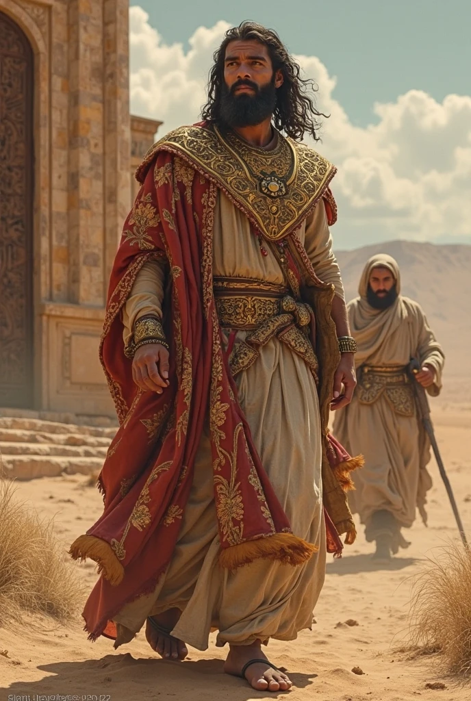 Moses as a young man in Pharaoh’s palace, wearing royal robes - SeaArt AI