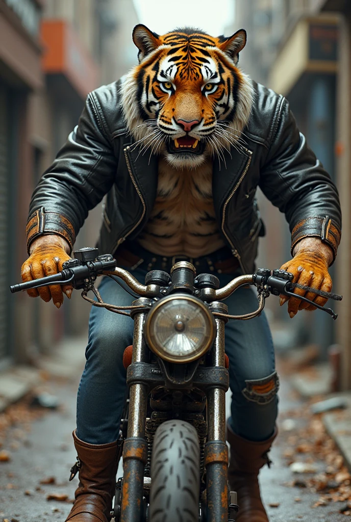 Tiger in Harley Davidson moto driving clothes - SeaArt AI