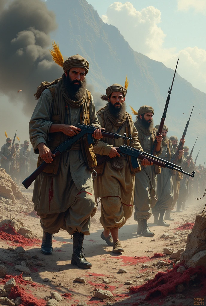 Pashtun culture people in war with blood - SeaArt AI
