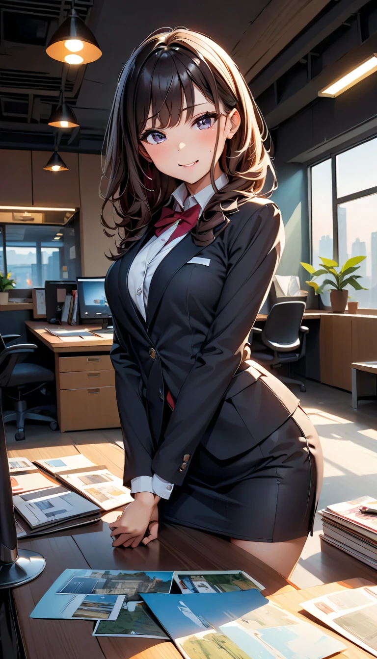 Very beautiful 30 year old、woman、secretary。Beautiful with dark hair ...