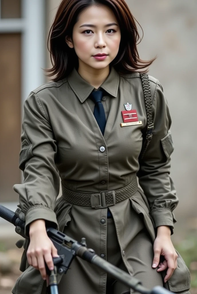 A stunning and powerful Korean female soldier wearing an authentic ...