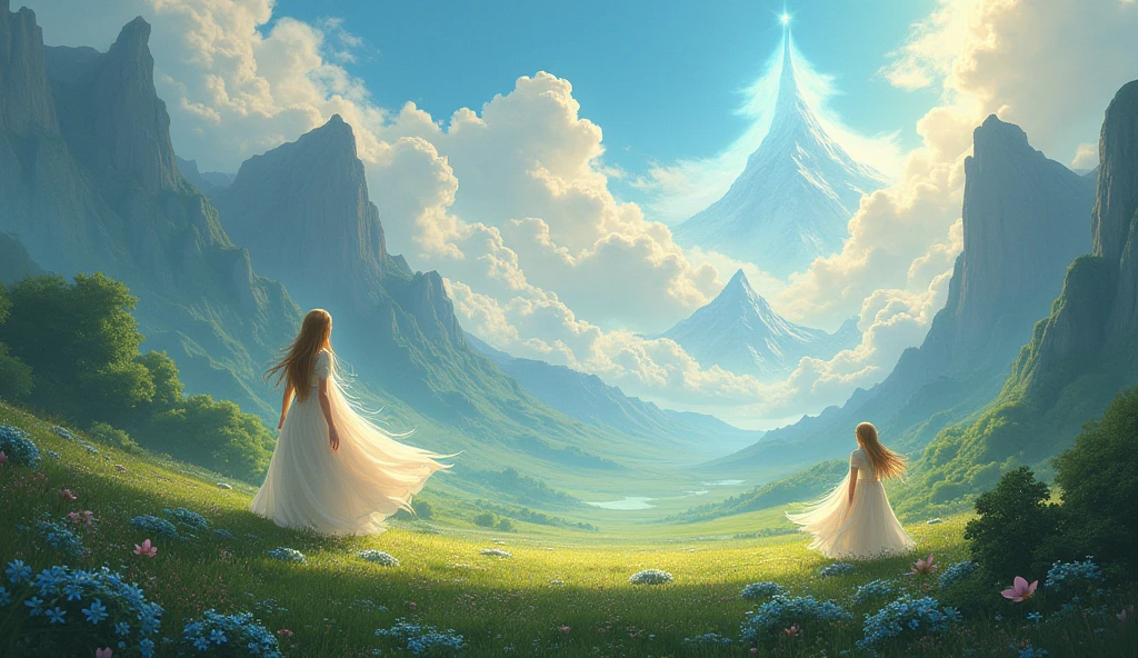 Paradise, beautiful landscape, divine atmosphere, clouds, , - SeaArt AI