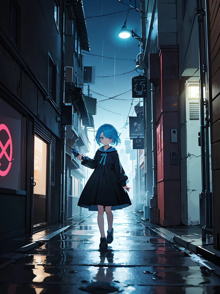 Create a high-resolution of an An anime boy, mage with blue magical ...