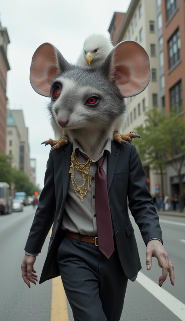 RAW, High quality photo. Mouse monster with a spooky face, red eyes ...