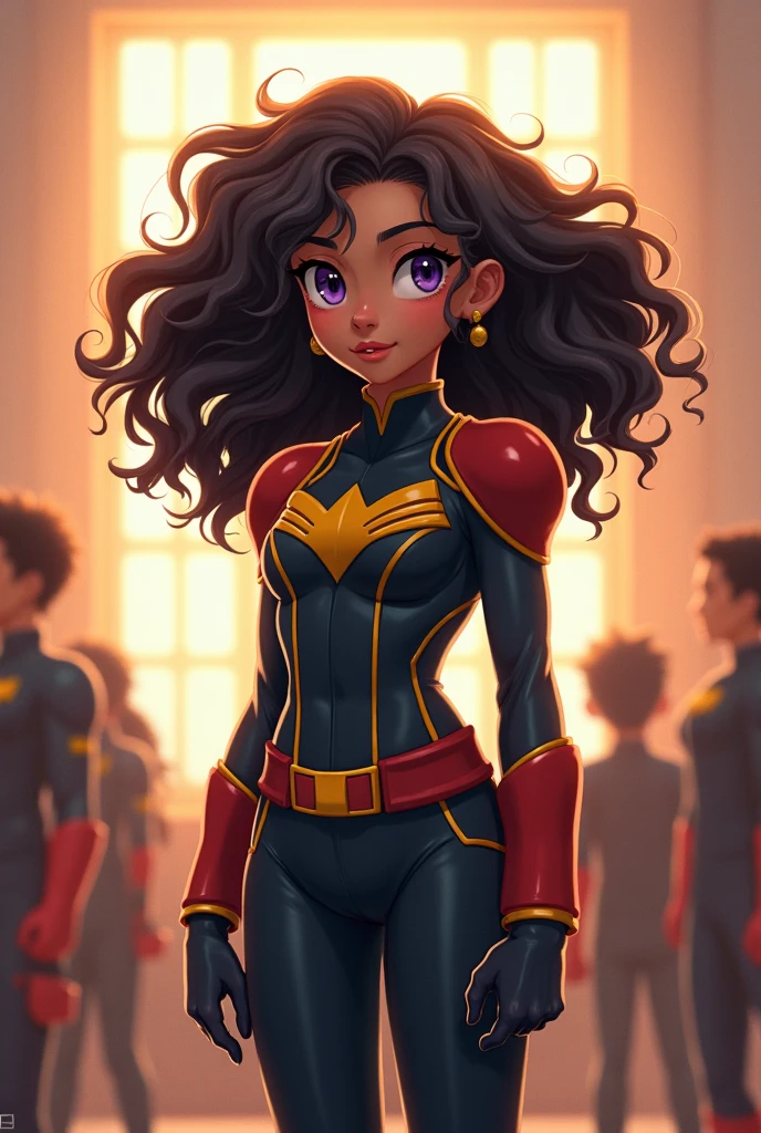 Curly black-haired girl in the UA uniform and class 1-A in the ...