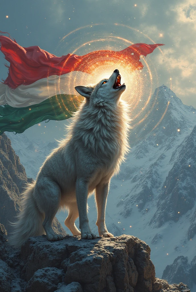Sigma wolf, in the middle of the Carpathians, waves a Hungarian flag ...
