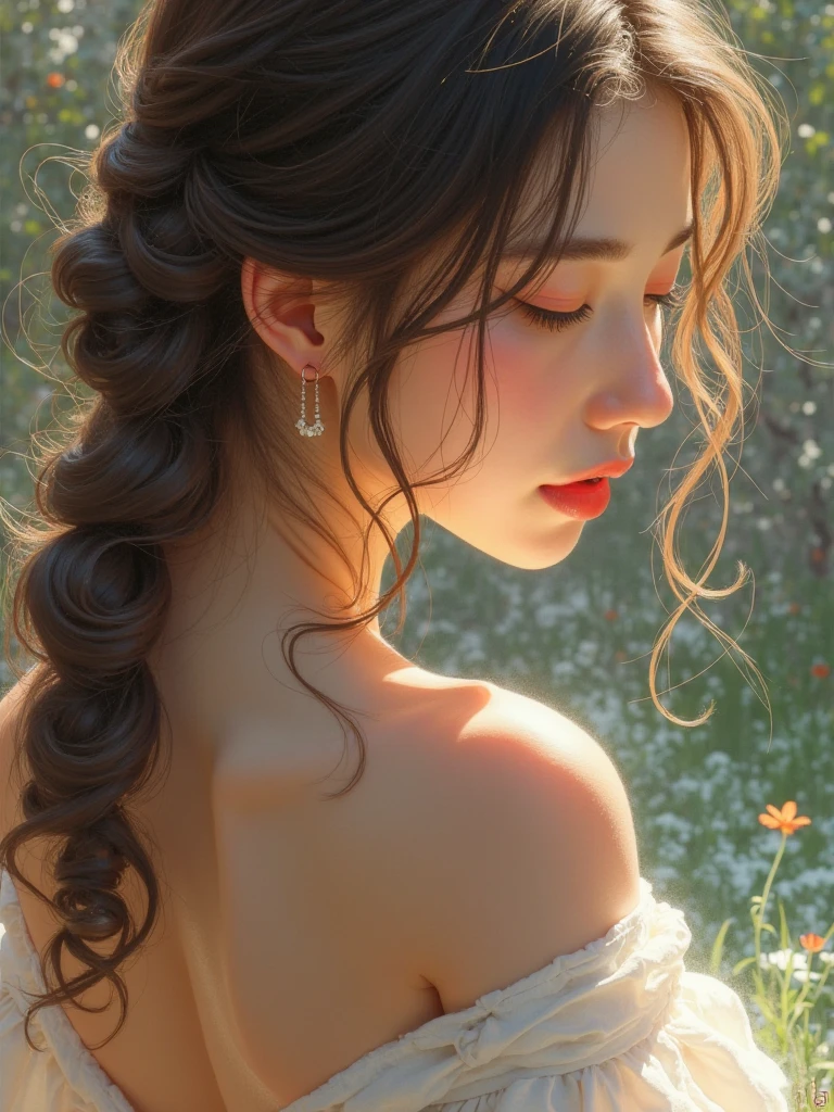 1 beautiful japanese youthful girl, midium brown hair, her back of head shown - SeaArt AI