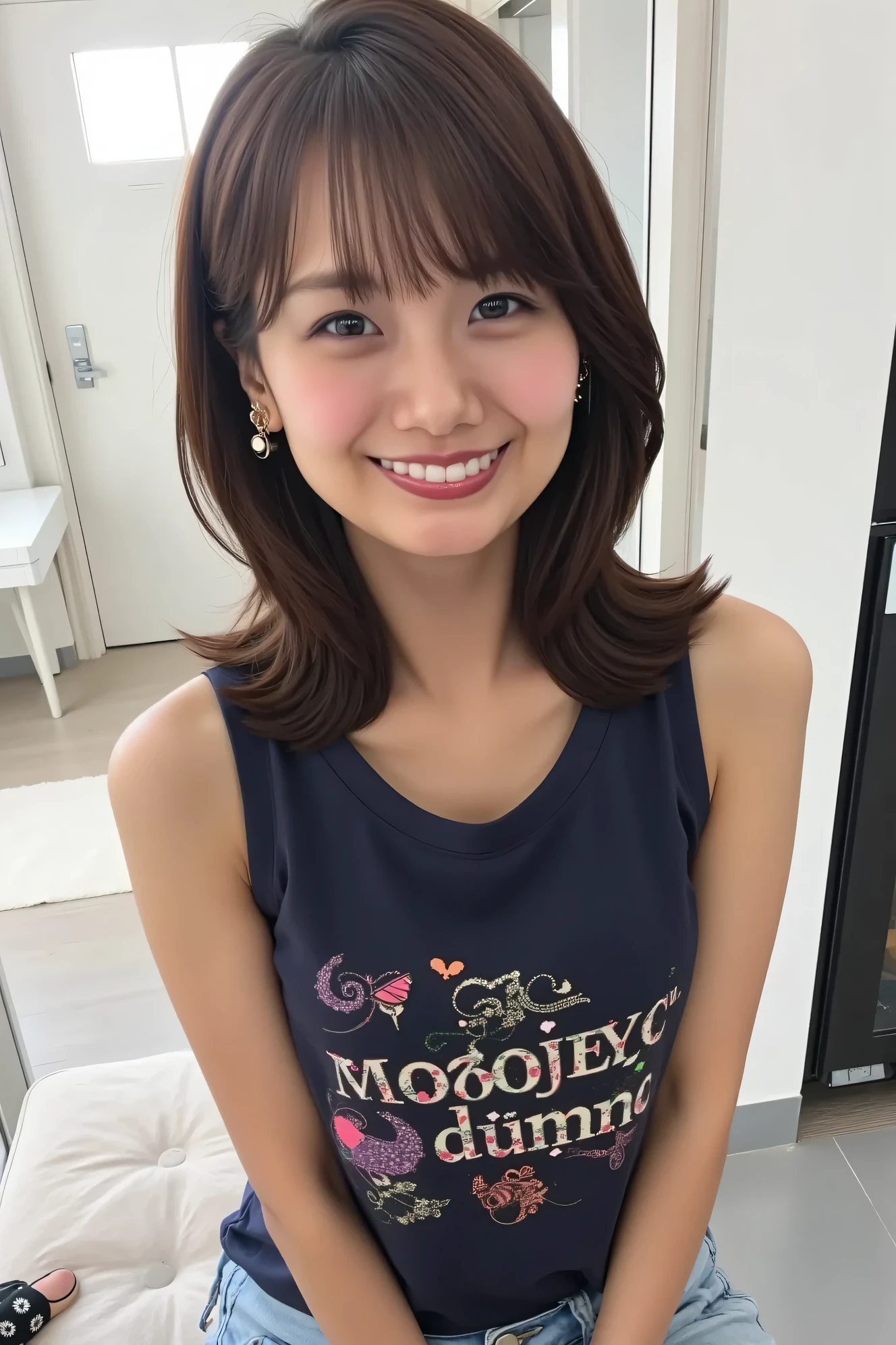 A close up of a woman sitting on a bed with a remote - SeaArt AI