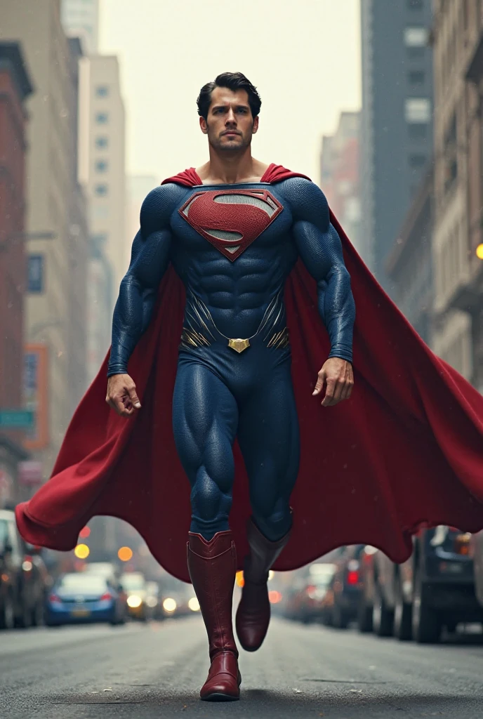 Superman Henry Cavill very muscular walking down the street - SeaArt AI
