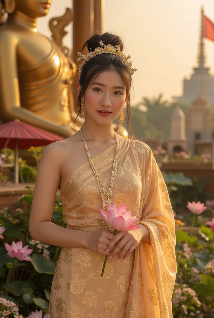 A stunning portrait of a Lao woman from Vientiane standing gracefully ...