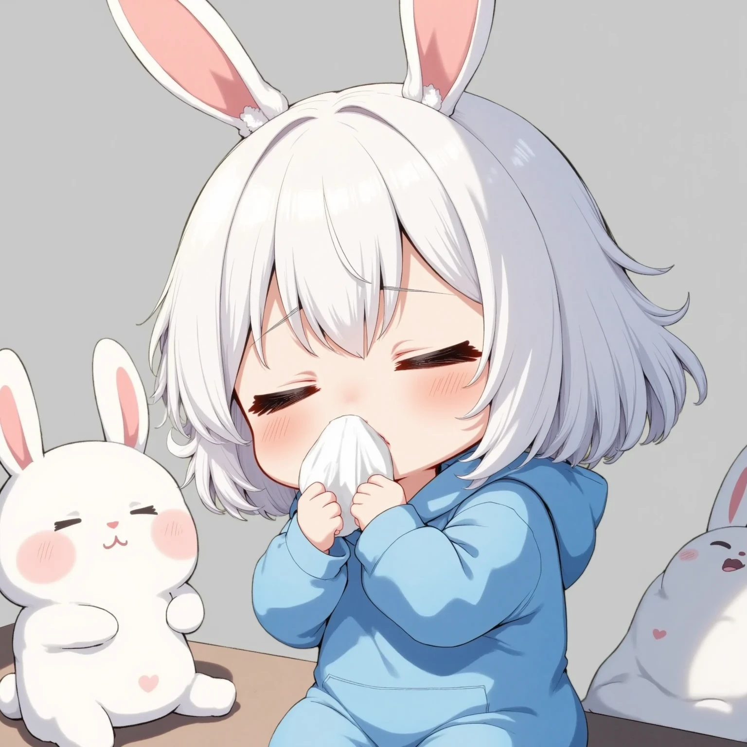 A sleepy little character wearing a knee-length blue wide-fit hoodie ...