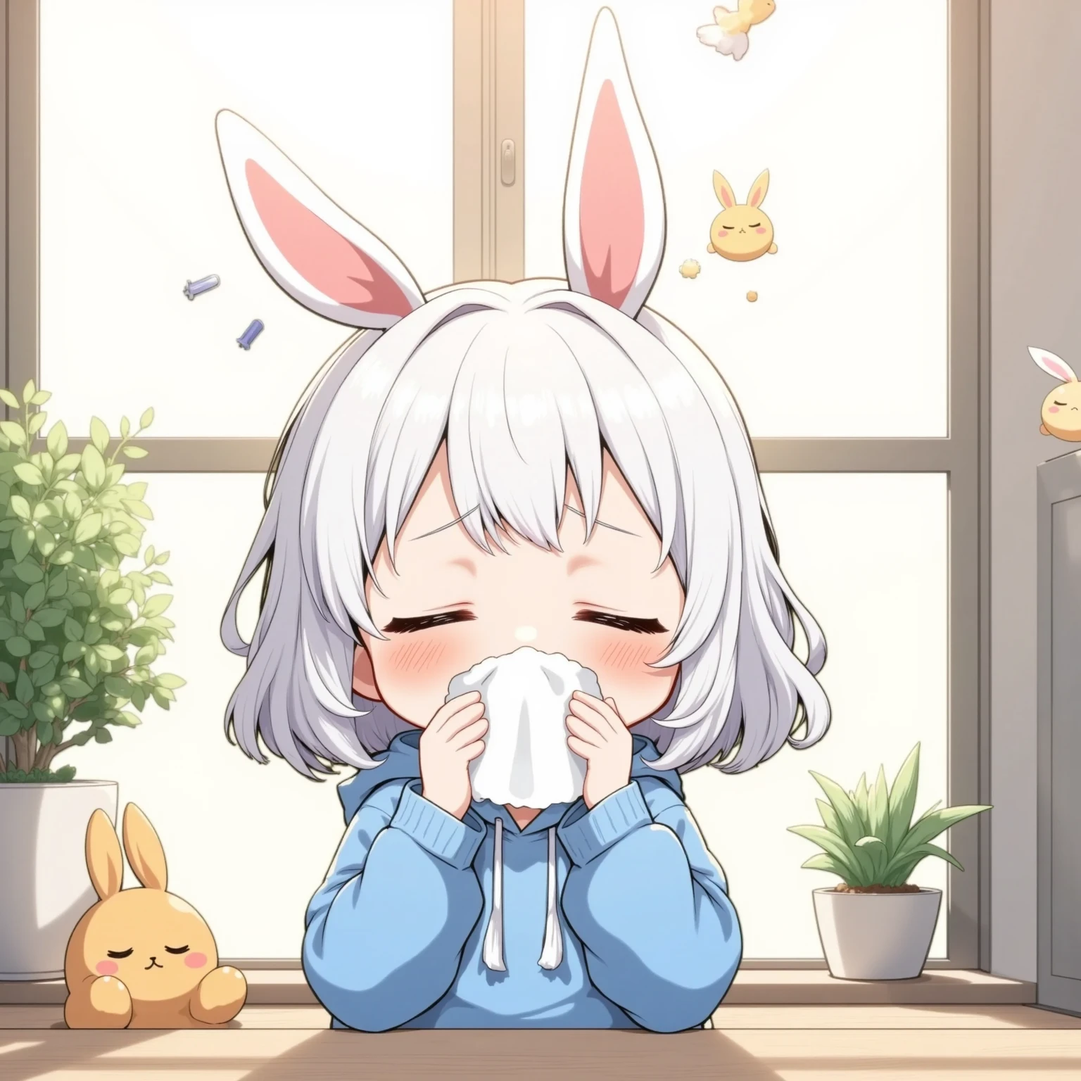 A sleepy little character wearing a knee-length blue wide-fit hoodie ...