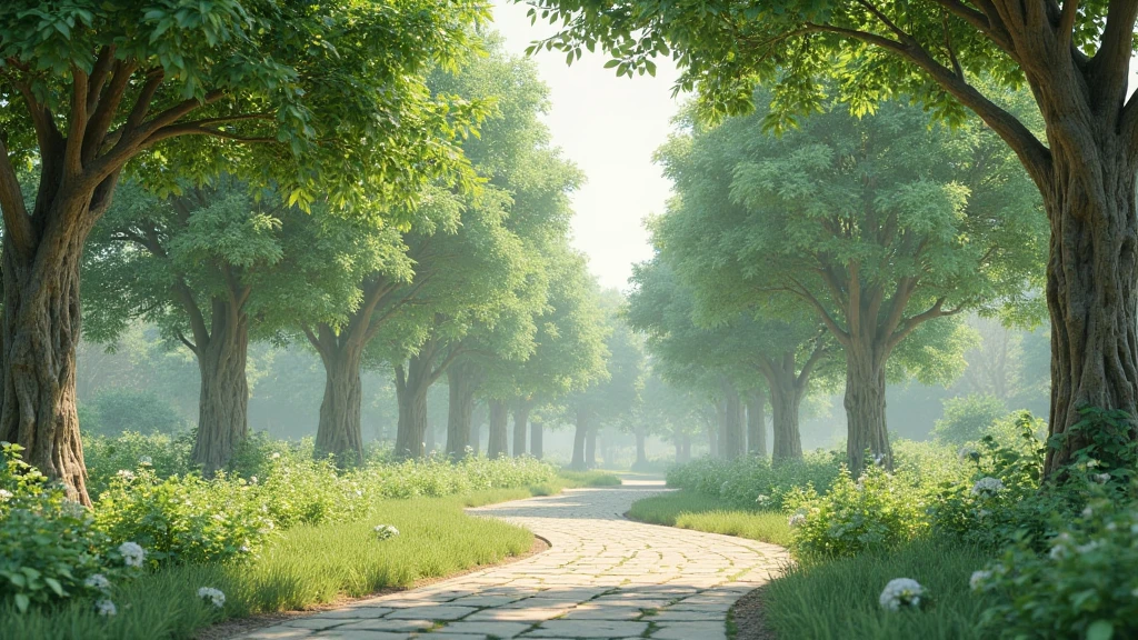 3d park drawing, with a road and lots of trees - SeaArt AI