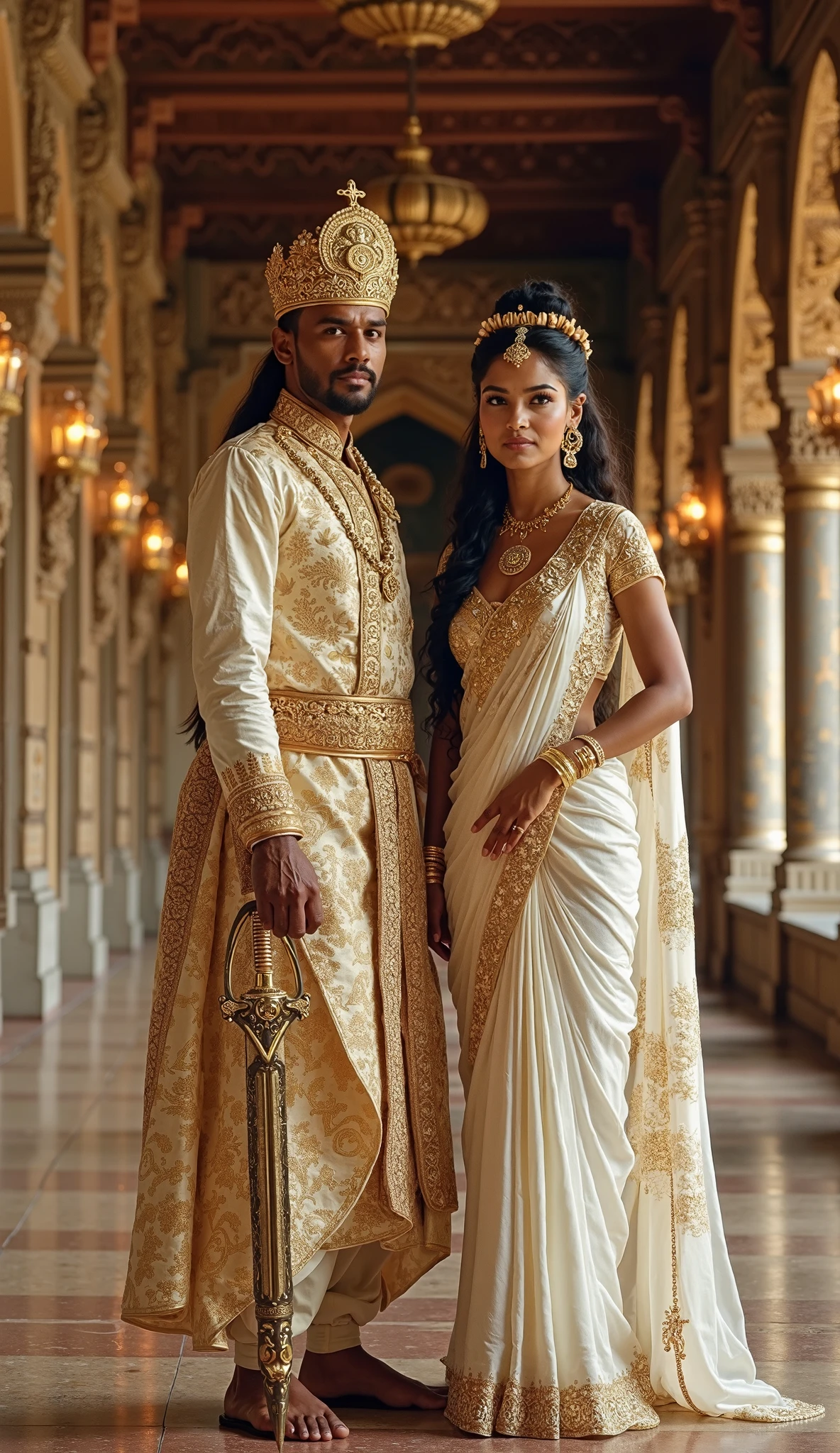 Arafed couple in traditional indian attire posing for a picture - SeaArt AI