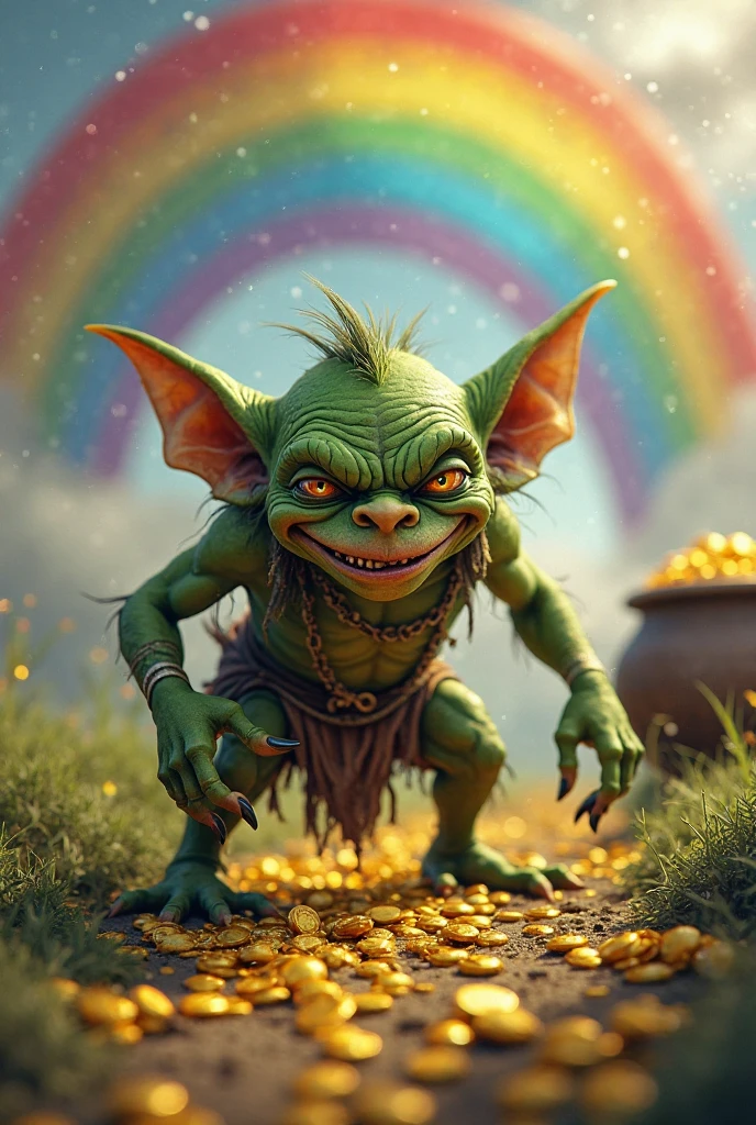 Green golbin end in the rainbow rob the pot of golden coin and the ...