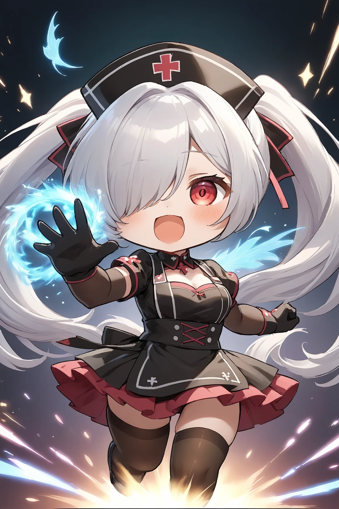 Anachirox, twintails, very long hair, white hair, hair over one eye ...