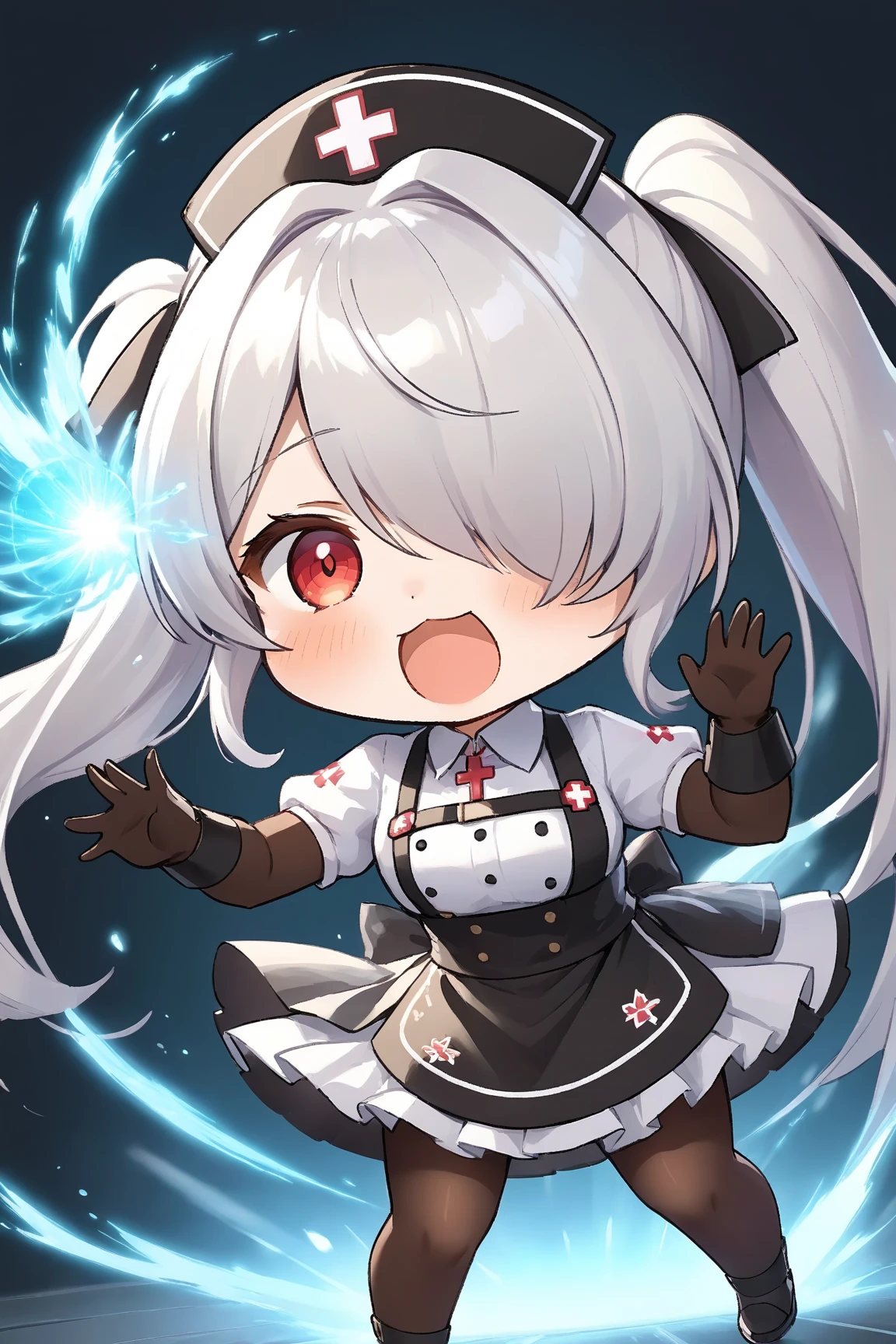 Anachirox, twintails, very long hair, white hair, hair over one eye ...