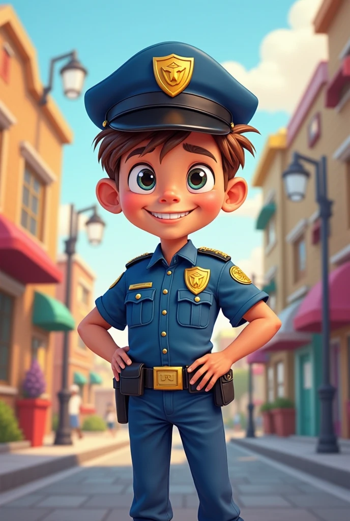Police boy cartoon - SeaArt AI