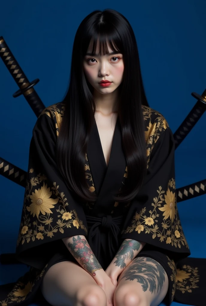 A young woman sitting in a poised and confident manner. She is dressed ...