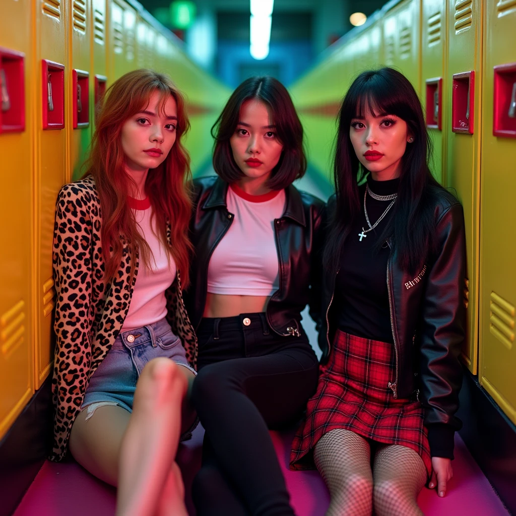 Create a photograph in a grunge and postpunk aesthetic and a strong ...