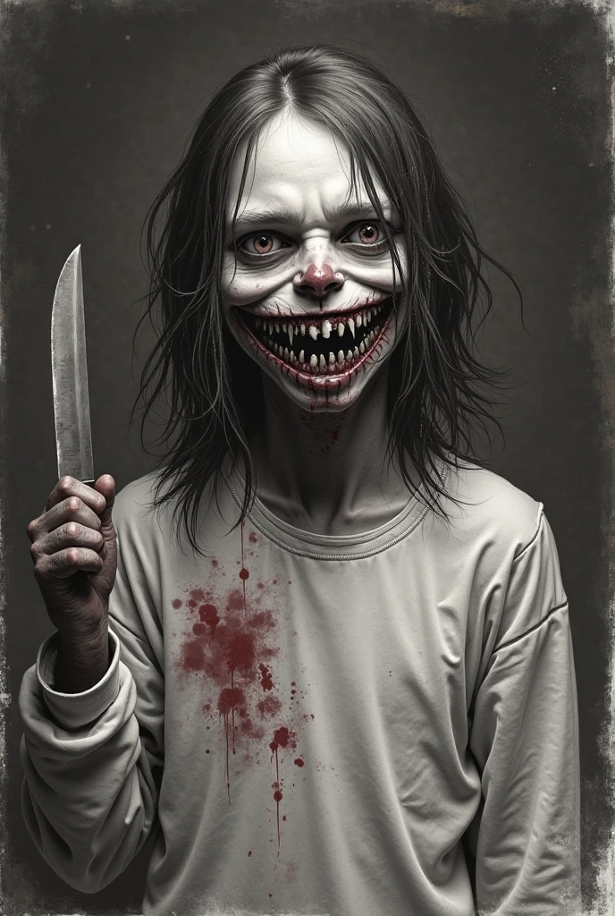 Create a drawing on paper of a Creepypasta Jeff the killer with his ...