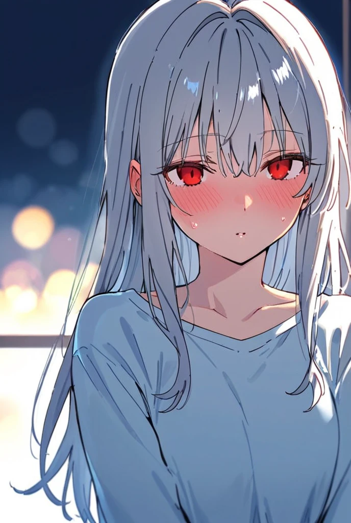 Solo, 1 girl, chest, blush, red eyes, 大きなchest, Silver Hair - SeaArt AI