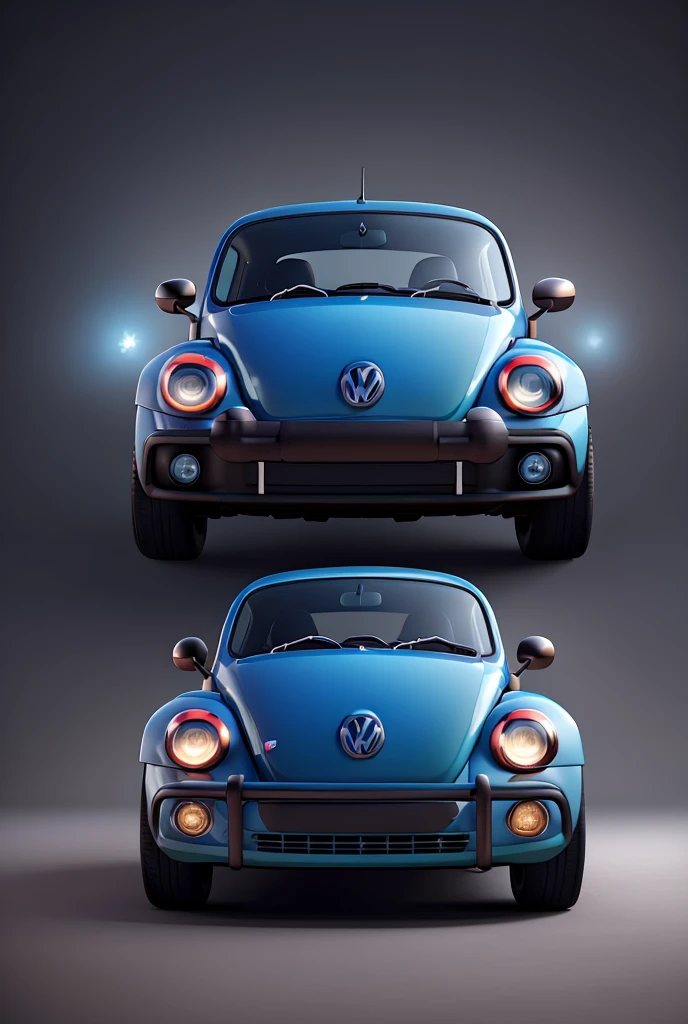 A fierce-looking blue Volkswagen Beetle as a football team mascot ...