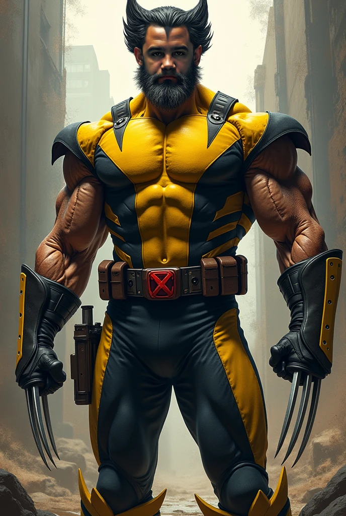 Transform this image of the character Logan with the Wolverine uniform ...