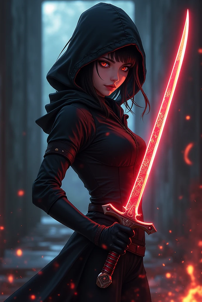 Beautiful female assassin prepares to attack with anime knife - SeaArt AI