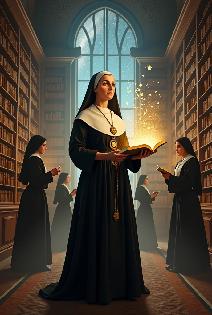 "hyperrealistic color photograph de un retrato simbólico de Sor Juana Inés de la - SeaArt AI