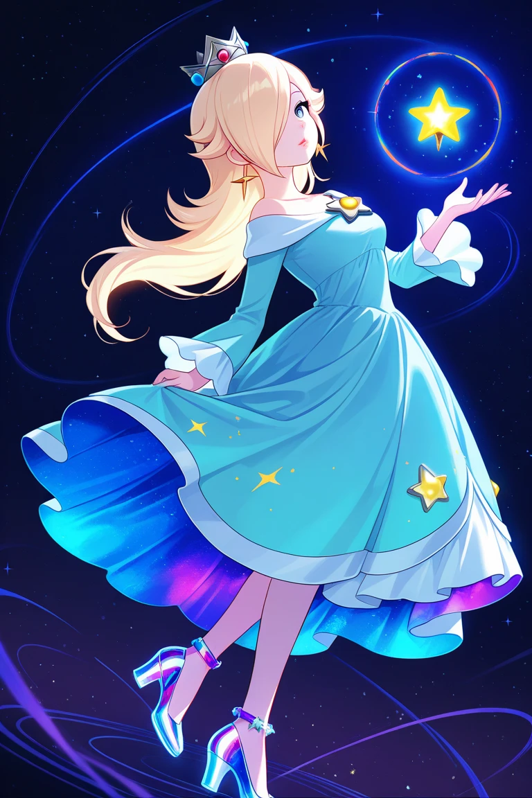 1girl, princess rosalina, blonde hair, bright jeweled blue eyes - SeaArt AI