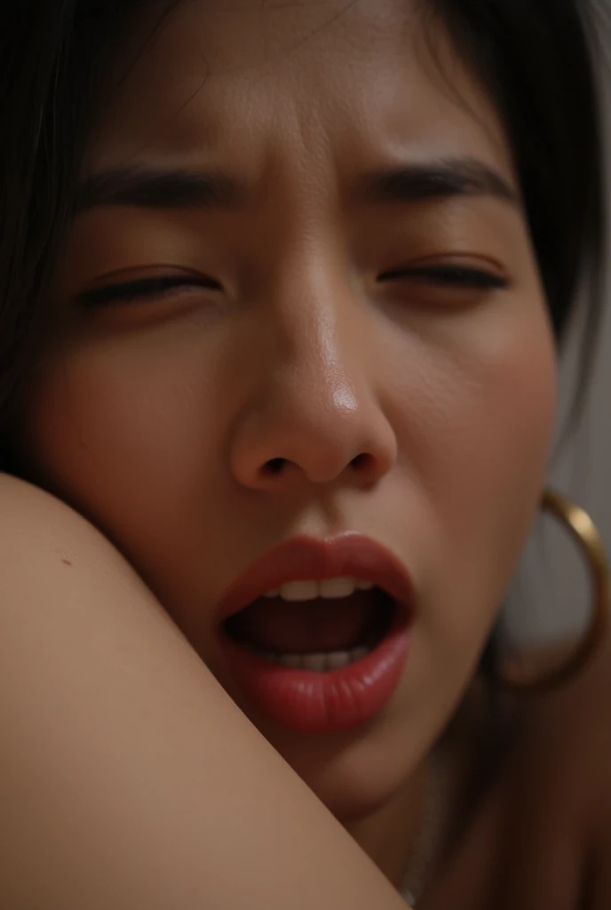 A close-up woman make sensual expression (( orgam face )) - SeaArt AI