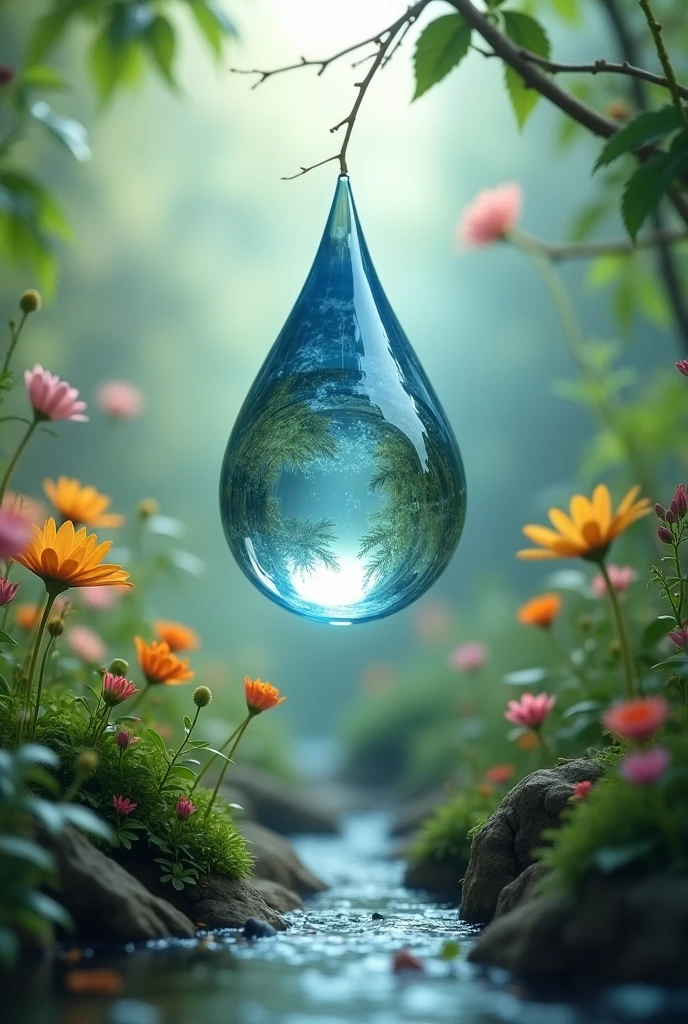 A drop of water thinking about the earth and nature - SeaArt AI