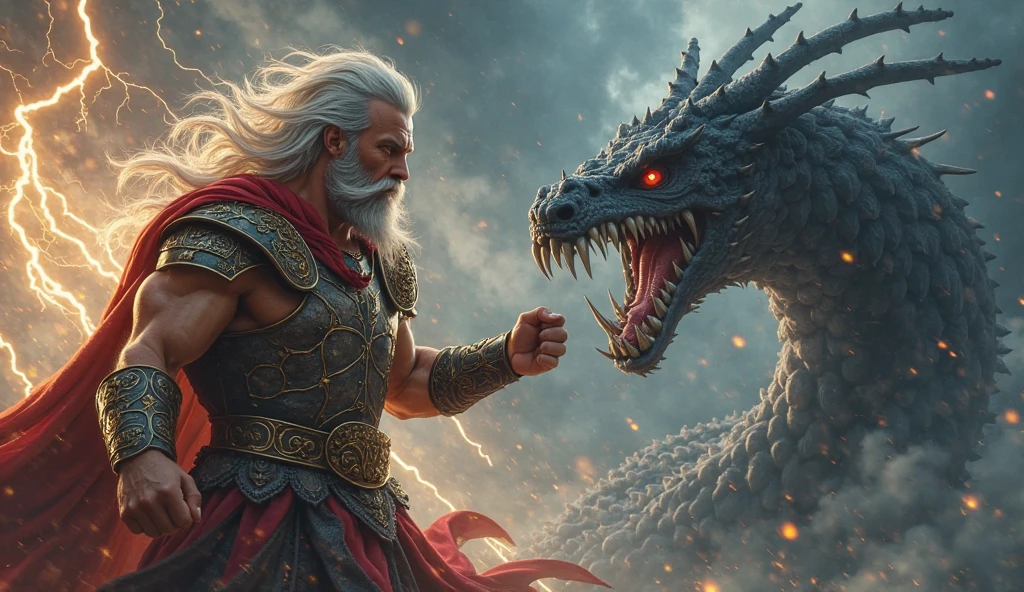 Dynamic animation of Perun (a strong, muscular man with a red beard ...