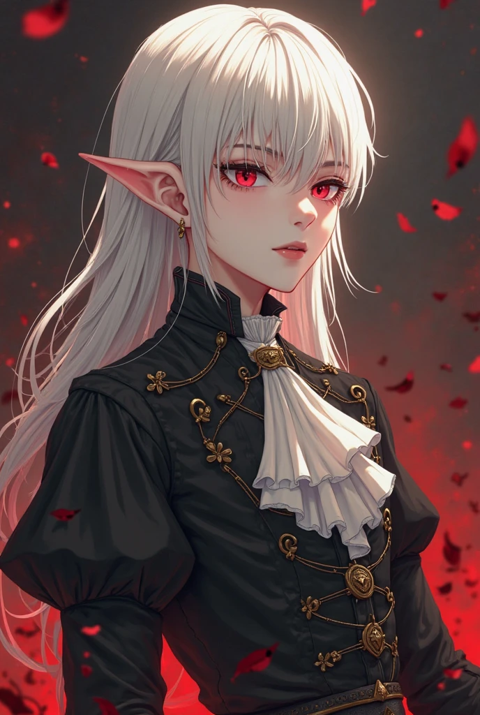 I am a handsome anime 19 year old gorgeous albino male with long bangs ...