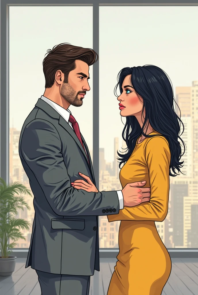 Digital illustration, hyper realistic line art, Line art of a couple ...