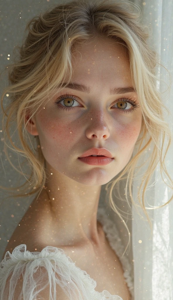 Blonde brown eyes, small lips , delicate hair - SeaArt AI